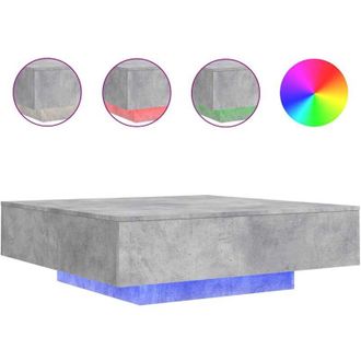 vidaXL Couchtisch mit LED-Leuchten Betongrau 100x100x31 cm - Vidaxl
