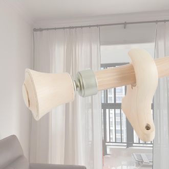 Generic 70 cm Lange Gardinenstange F&uuml;r Die Wandmontage, Holzmaserungs-Design, Aluminiummaterial, R&ouml;mische Vorhangstange F&uuml;r Wohnzimmer, Schlafzimmer, B&uuml;ro-Rau
