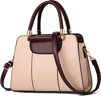 Generic Sacs &agrave; main et sacs &agrave; main bicolores pour femme avec poign&eacute;e sur le dessus - Sac &agrave; bandouli&egrave;re tendance pour femme, kaki, Large