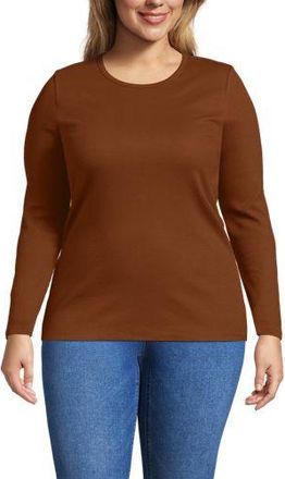 Lands End Langarmshirt aus mikrofeinem Baumwollripp, Damen, Größe:48-50 plus, Orange, Baumwolle/Elasthan, by Lands End