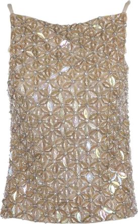 P.A.R.O.S.H. P.a.r.o.s.h., Femme, Tops, Beige, Taille: 40 FR Sequin Embroidered Top