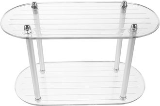 Happyyami jojofuny Abnehmbares Badezimmerregal aus Robustem Transparentmaterial 2 Stufiges Mehrschicht Organizer Rack f&uuml;r Kosmetik und Haushaltsaufbewahrung Pla