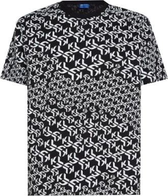 Karl Lagerfeld Regular Short Sleeve Monogram Tee, Black White AOP, XL