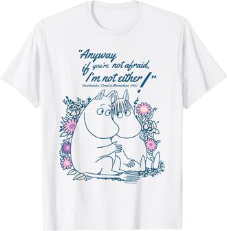 Moomin T-Shirt Zitat Moomin Not Afraid Comet In Moominland Snorkmaiden Weiß Kurzarm Crew-Ausschnitt Cartoon Muster Unisex-Jugendliche S