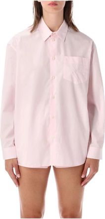 Sporty & Rich Signature Logo Oversized Shirt - - Blouses & Shirts - Damen - Rosa - S