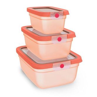 Emsa oneClick Frischhaltedosen, 0,75L, 1,5L, 3,0L, Lebensmittel 2 x l&auml;nger frisch, 100% dicht, Made in Germany, platzsparendes Set, gefrier-, mikrowellen- 