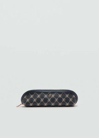 Mango Trousse fermeture &Eacute;clair &agrave; imprim&eacute; logo bleu marine - Femme - Taille unique - MANGO