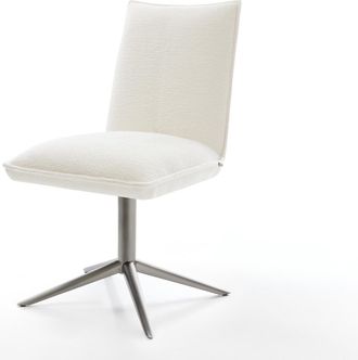 DELIFE Drehstuhl Lelio-Flex Bouclé Soft Beige Fußkreuz Graphit 360° drehbar Wippfunktion Taschenfederkern, Esszimmerstühle