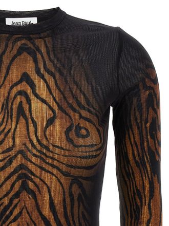 Jean Paul Gaultier Animal Print Stretch Tulle Blouse - Multicolor