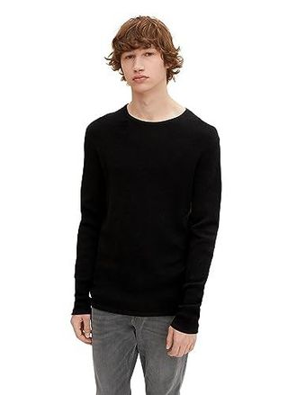 Tom Tailor Denim TOM TAILOR Denim Homme Pull en tricot avec structure 1016090, 29999 - Noir, L