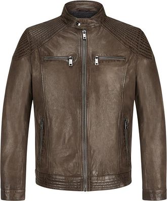 Milestone Herren Lederjacke braun Lammnappa unifarben