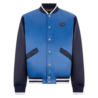 Philipp Plein Homme, Vestes, Bleu, Taille: 2XL Bomber Coll&egrave;ge Satin Plein Logo
