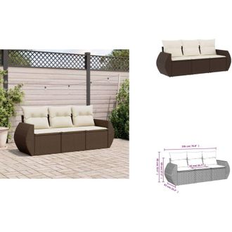 vidaXL 3-tlg. Garten-Sofagarnitur mit Kissen Braun Poly Rattan - Garten Sofagarnitur - Garten Sofagarnituren - Outdoor Sofagarnitur - Sofagarnitur Terrasse