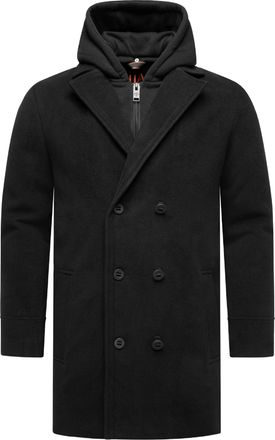 Stone Harbor Herren Mantel in Wollmantel-Optik langer Trenchcoat mit herausnehmbaren Inlayer Darioon XX Black Gr. L