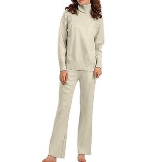 Generic Ensemble Sport Tricot Ensemble Femme Chic Et Elegant Hiver 2 Piece Oversize Tendance Randonn&eacute;e Sportswear &Agrave; Manches Longues Pull + Running Pantalon Sp