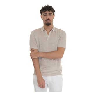 Gran Sasso Leichtes Leinen Polo Shirt mit Bel&uuml;ftung - - Tops - Herren - Beige - 2XL