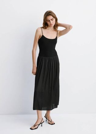 Mango Gestricktes Kombikleid mit gekreuztem R&uuml;cken schwarz - Damen - XXS - MANGO