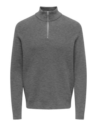 Only & Sons Herren Onsphil Reg 12 Struc Half Zip Knit Noos, Medium Grey Melange, XXL EU