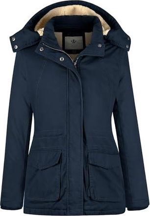 WenVen Veste dHiver pour Femme Veste Chaude en Polaire Sherpa Veste de Transition Parka &Eacute;paissie Manteaux Coupe-vent dExt&eacute;rieur avec Capuche Bleu Marine XL