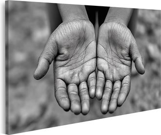 Islandburner Bild auf Leinwand Offene H&auml;nde in Schwarzwei&szlig; Fotografie Bilder Wandbilder Poster