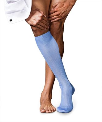 Falke No. 10 M KH coton unies 1 paire, Chaussettes longues Homme, Bleu (Bleue 6543), 39-40