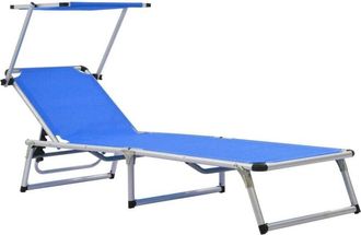 vidaXL vidaXL Sonnenliege Klappbar mit Sonnenschutz Alu und Textilene Blau