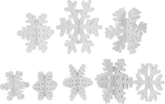 BESPORTBLE 8 St&uuml;ck Teiliges Schneeflocken Holzdekor Wei&szlig; Winterliche Weihnachtsdekoration f&uuml;r Tisch Regal Mantel Platzsparende Holz Schneeflocken Ornamente zum B