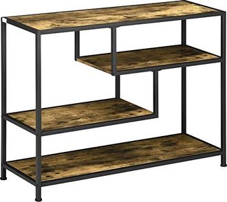 HOMCOM Table Console Table dentrée Bout de canapé Style Industriel avec 4 Niveaux de Rangement 3 étagères inférieures - Acier et Aspect Bois 99,6 x 33,6 x 74