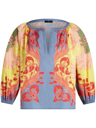 Etro blouse en popeline &agrave; fleurs - Jaune