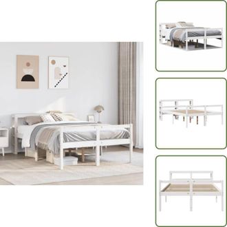 vidaXL Seniorenbett mit Kopfteil ohne Matratze Wei&szlig; 150x200 cm - Seniorenbett - Seniorenbetten - Bett F&uuml;r Senioren - Betten F&uuml;r Senioren