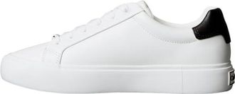 Calvin Klein Baskets Cupsole Femme Lace-Up en Cuir, Blanc (Bright White/Black), 40