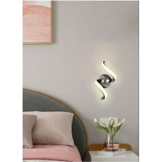 Trade Shop Trade Shop - LED Wandleuchte 9Watt gebogen Spirale Kaltes Licht nat&uuml;rliches warmes E58 Silber