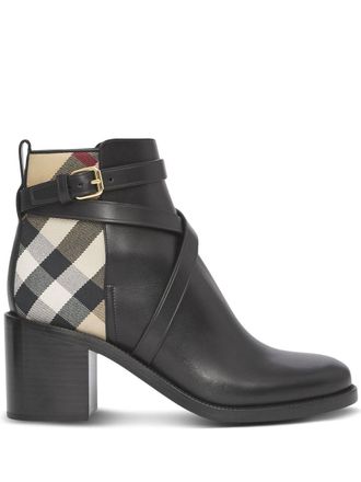 Burberry bottes House Check à talon mi-haut - Noir