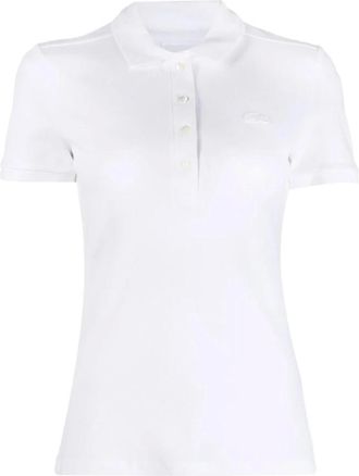 Lacoste Femme, Tops, Blanc, Taille: 50 FR L.12.D Polo Slim Fit Stretch en Mini Piqu&eacute;