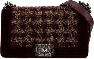 Chanel Hobo Bags - Old Medium Velvet and Tweed Boy Flap - Gr. unisize - in Rot - f&uuml;r Damen