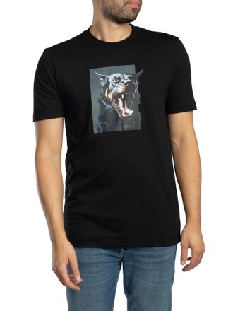 HUGO BOSS Te Dobermann Grafik-T-Shirt, Schwarz