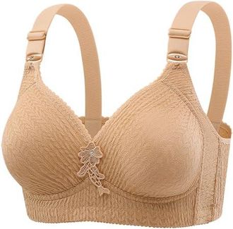 Generic 2026 Soutien-gorge pour femme Jacquard respirant et confortable sans anneau en acier fin Dos non r&eacute;glable, beige, 72