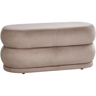 Beliani Banquette Moderne Pouf dAppoint Rembourr&eacute; en Velours Taupe Ellendale
