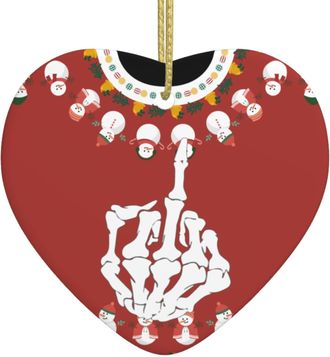 Generic Verpiss Dich, Mittelfinger Weihnachten Ornamente Geschenkanh&auml;nger Mit Schnur H&auml;ngende Ornamente Keramik Weihnachtsbaum Deko