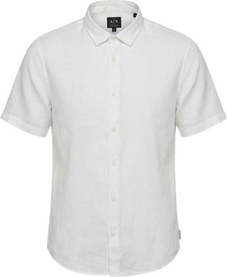 A|X Armani Exchange Homme, Chemises, Blanc, Taille: S Chemise Coupe Standard en Lin