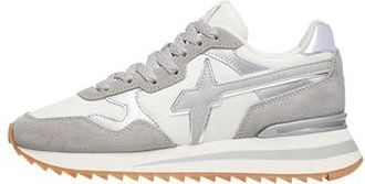 W6YZ Baskets en Tissu Technique et Daim, Blanc-Gris 40