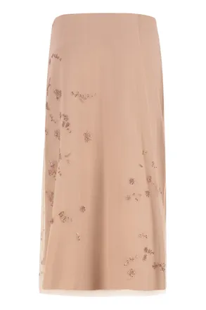 Fendi Womens Tulle Skirt Pink Silk