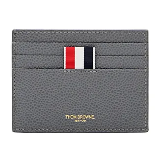 Thom Browne Homme, Accessoires, Gris, Taille: ONE Size Porte-cartes avec compartiment &agrave; billets en cuir grain&eacute;