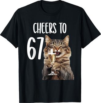 BDAZ Cheers to 67 Lustige Katze Champagner Meme New Years T-Shirt