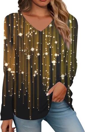 Generic Sweatshirt Brillantes Femmes Casual Haut &Agrave; Brillantes &Agrave; Sequins Tee-Shirt Chemise Top Manches Longues Oversize Costume Brillante Performance Party Coc