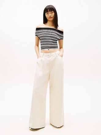 Tommy Hilfiger Jean d&eacute;contract&eacute; droit &agrave; pinces taille mi-haute