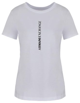 A|X Armani Exchange Girls Route 66, Front Logo T-Shirt,White,L