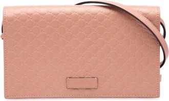 Gucci Pre-owned Portefeuille &agrave; cha&icirc;ne en cuir gaufr&eacute; - Femme - Pre-owned - Rose - Taille: ONE Size