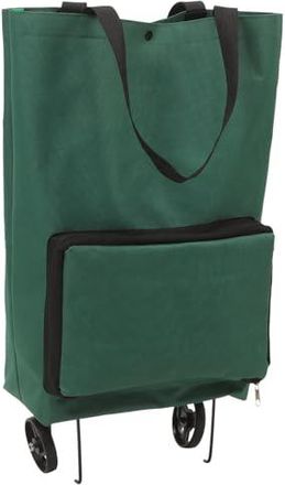 FOMIYES Paquet &agrave; Provisions Pliable &agrave; Roulettes 45L en PVC avec Roues Silencieuses Vert Clair Chariot de Courses L&eacute;ger et Compact pour Supermarch&eacute; Voyage et U