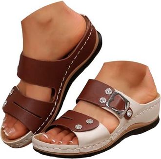 Generic Sandales compens&eacute;es orthop&eacute;diques pour femme 2026 - Sandales d&eacute;t&eacute; habill&eacute;es avec soutien de la vo&ucirc;te plantaire - Antid&eacute;rapantes et confortables - Pour